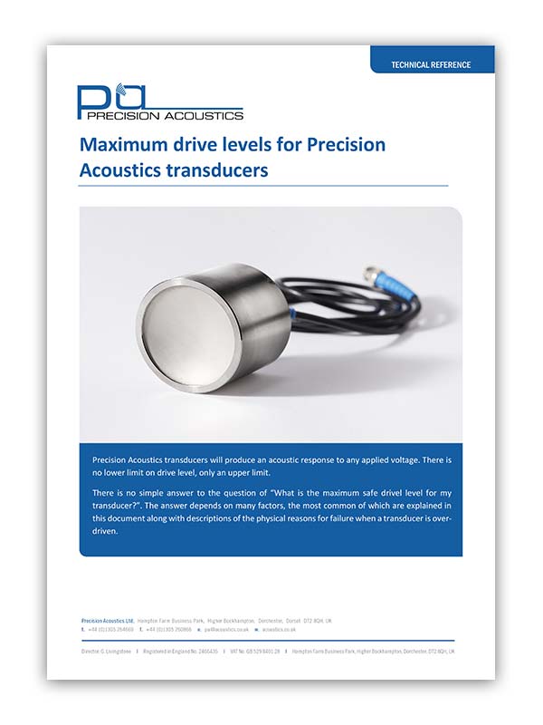Transducer Product Selector - Precision Acoustics